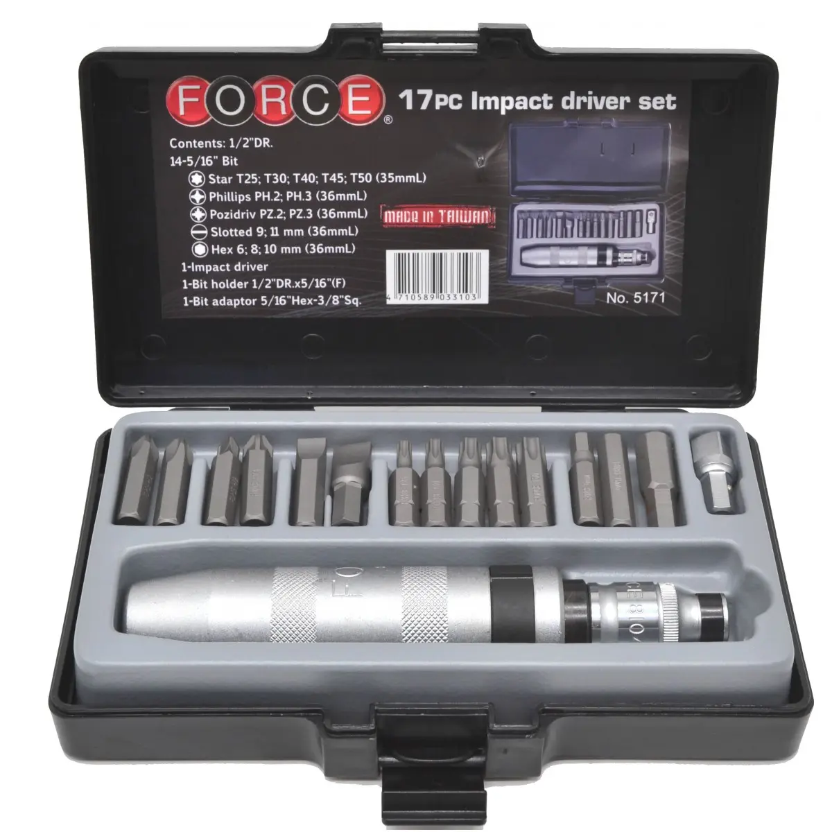 Отвёртка ударная + 16 насадок FORCE 5171 F - 5171 F - купить Отвертки ударно-поворотные в Киеве ...
